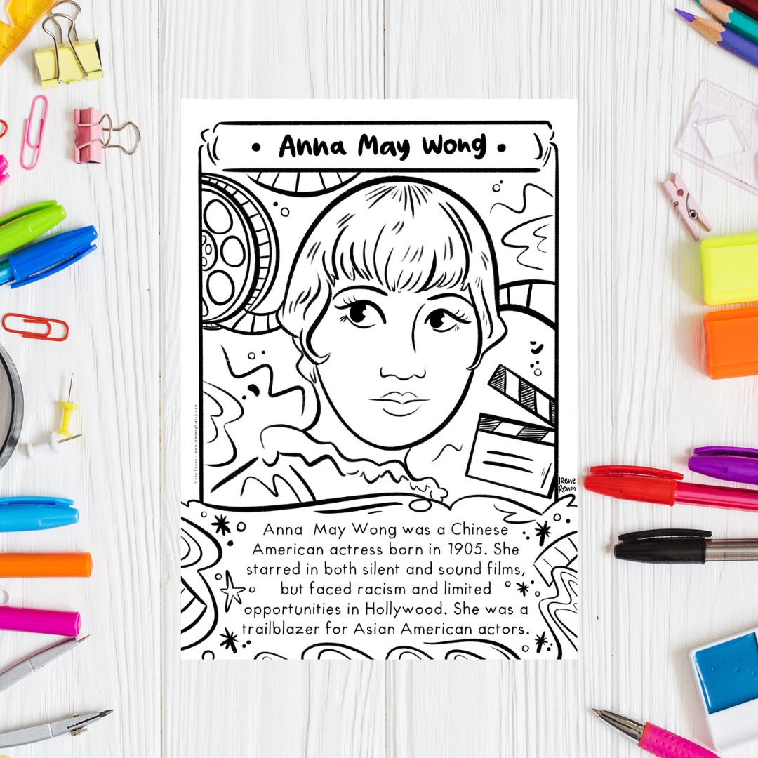 Asian American Heritage Month AAPI Printable Coloring Page Anna May ...