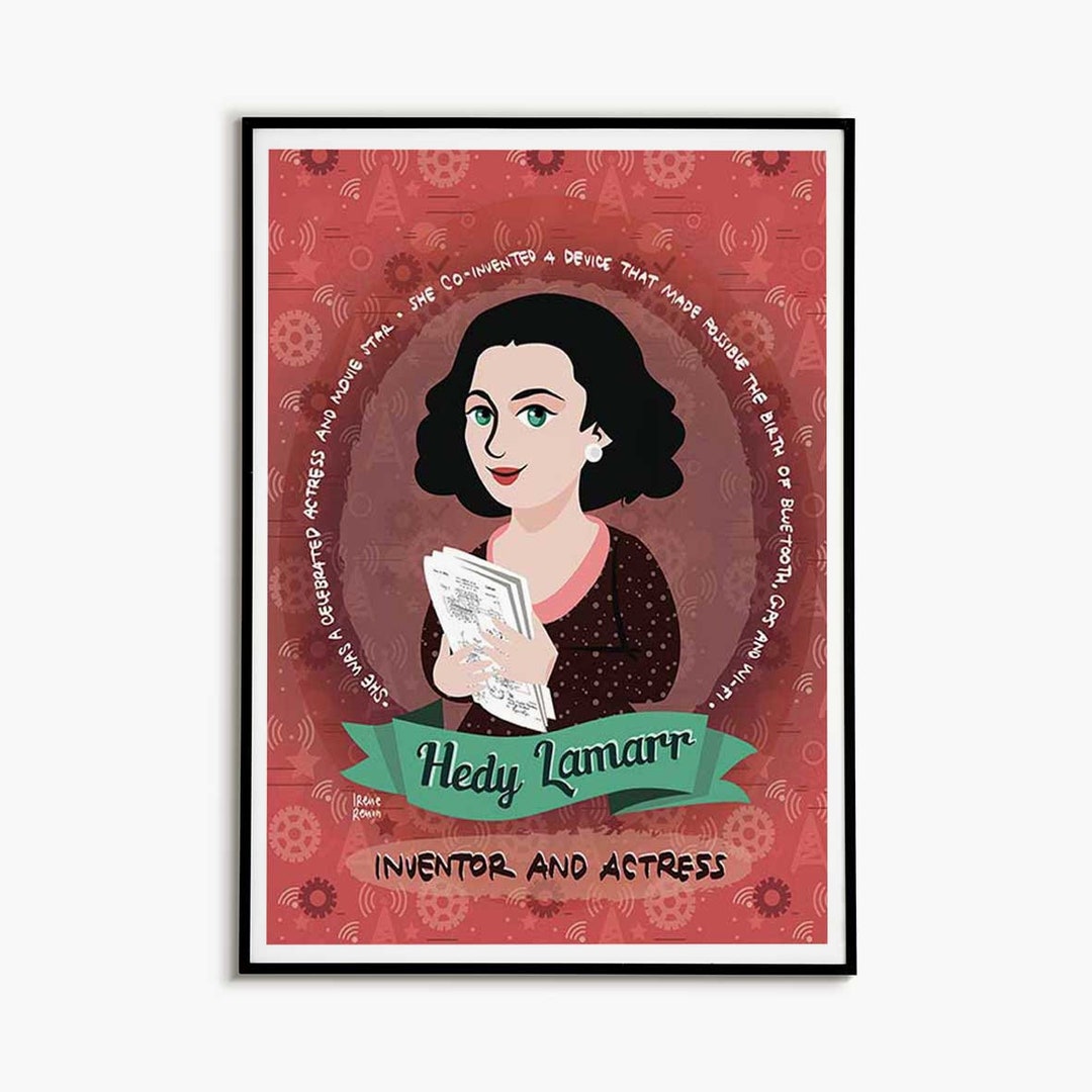 Inspirational Women Wall Art Science Poster Hedy Lamarr Famous Inventor ...