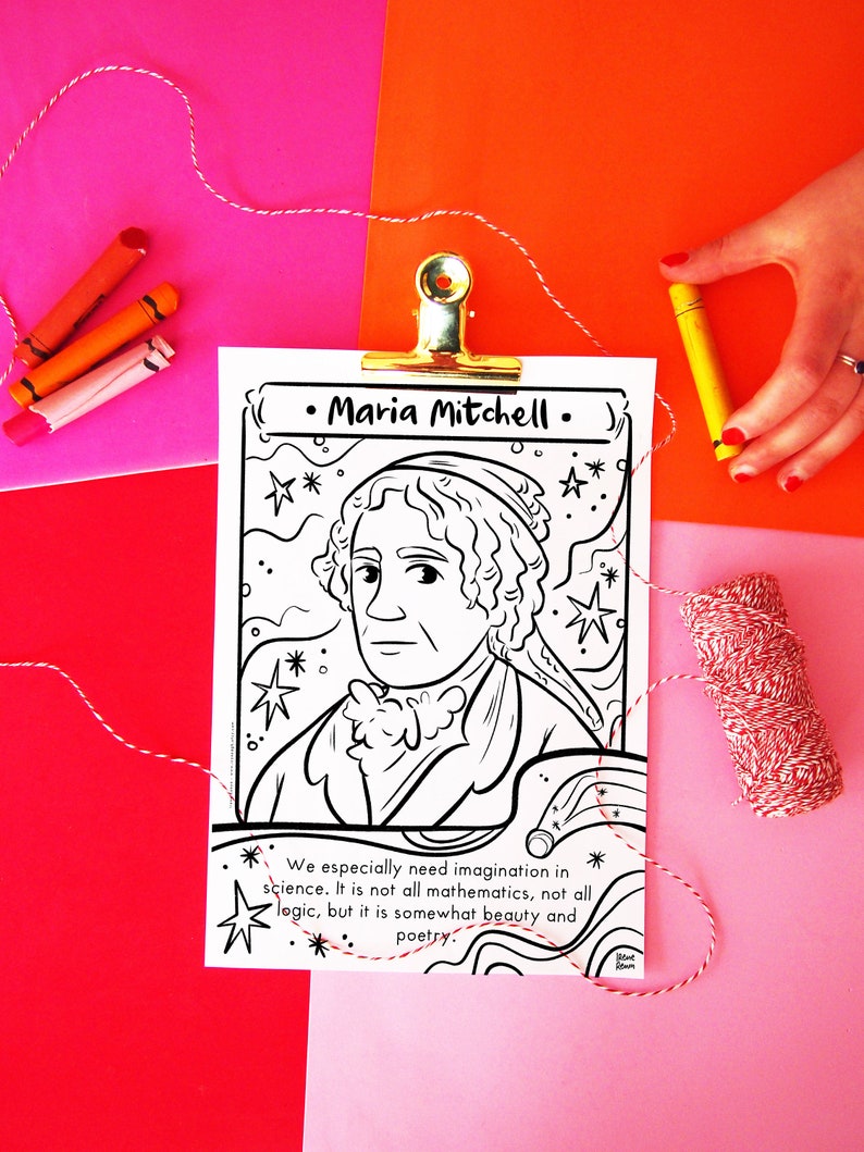 Science Coloring Page Astronomer Coloring Page Maria - Etsy
