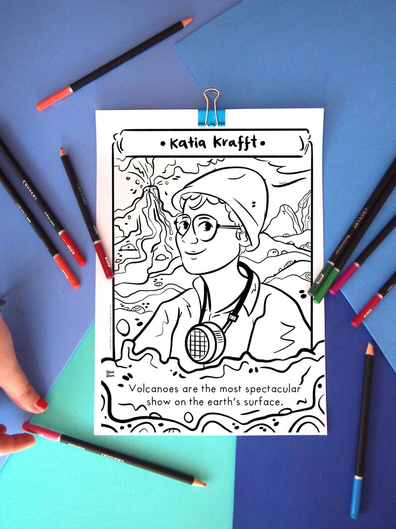 Katia Krafft Coloring Page Women in Science Female - Etsy