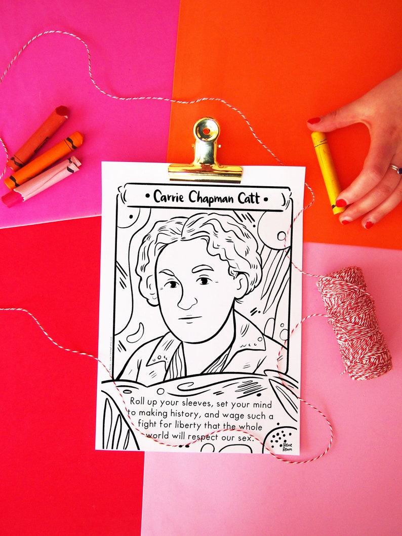 PRINTABLE COLORING PAGE Carrie Chapman Catt Downloadable | Etsy