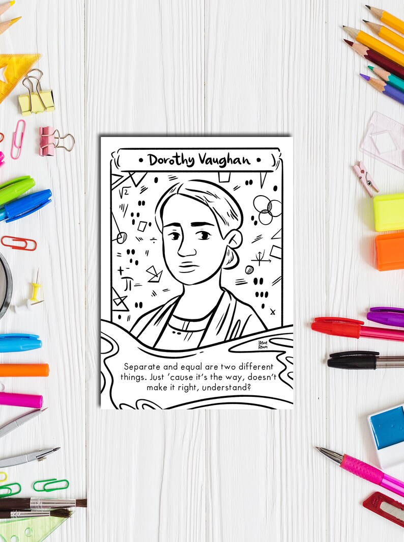 DOROTHY VAUGHAN Coloring Page Printable Drawing Women in - Etsy Canada