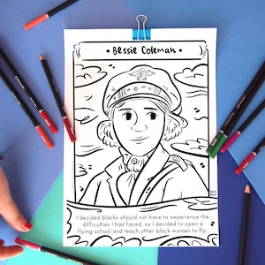 Bessie Coleman Coloring Page: Black History Month Printable (PDF) - Etsy