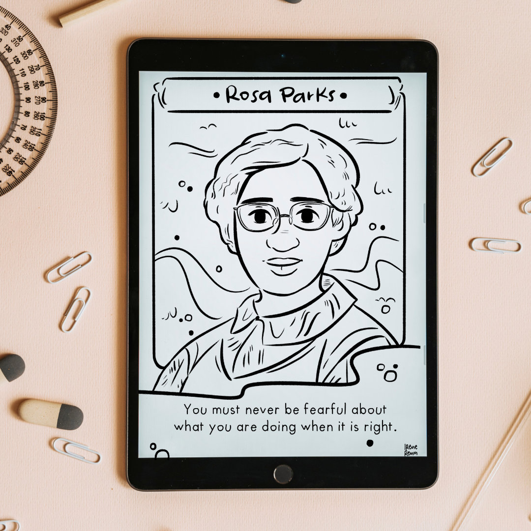 Rosa Parks Coloring Page: Black History Month Activity (digital ...