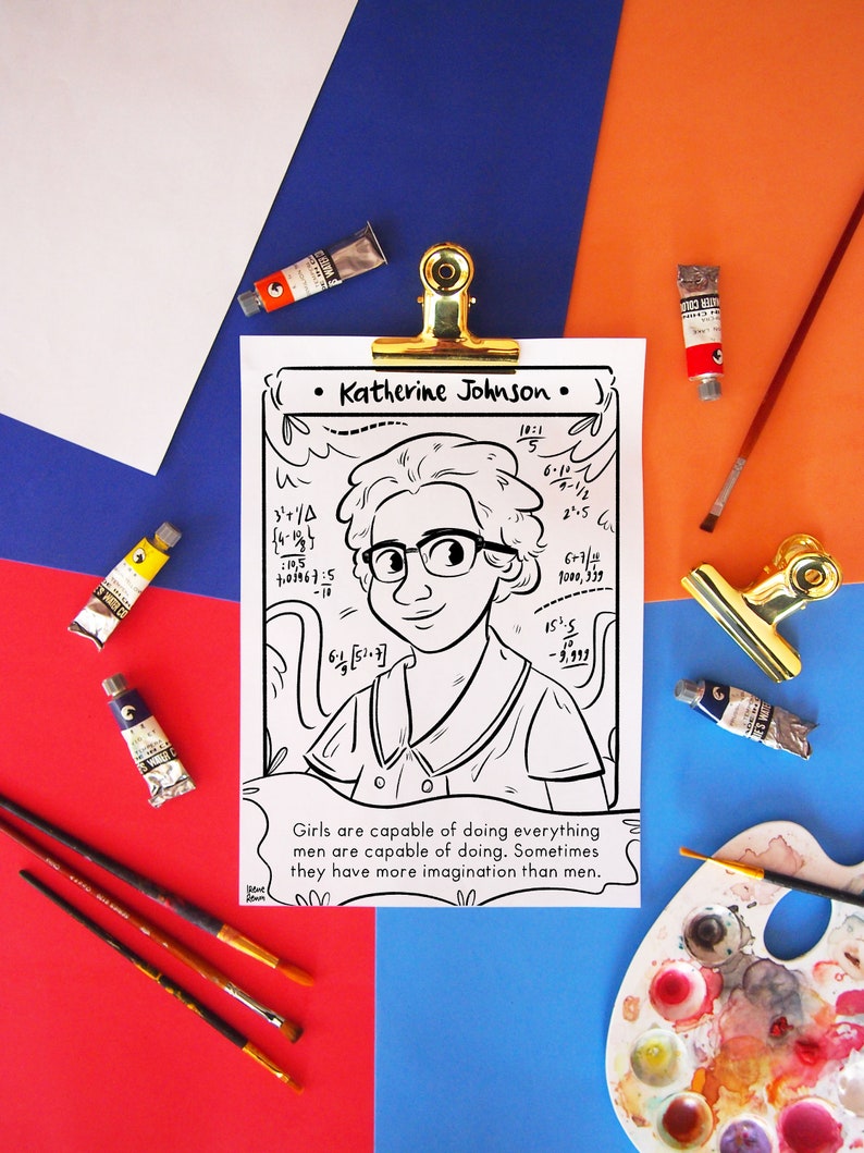 KATHERINE JOHNSON Coloring Page Black History Month - Etsy