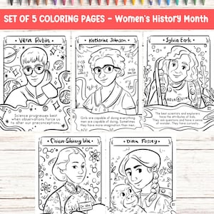 Science Coloring Page Women in Science Printable Drawing STEM Women ...