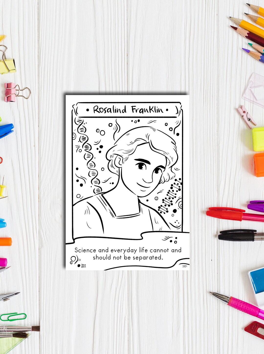 Science Coloring Page Printable Drawing ROSALIND FRANKLIN - Etsy Australia