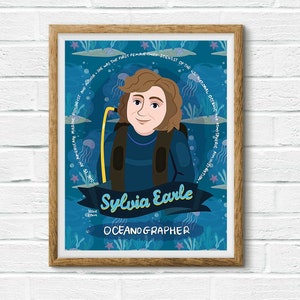 Sylvia Earle Poster Women in STEM Print Science Classroom Decor ...