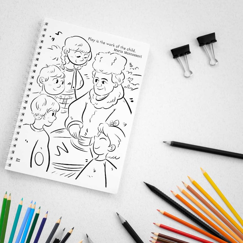 Maria Montessori Printable Coloring Pages & Activities (digital ...