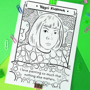 Yayoi Kusama Coloring Page Famous Artist Printable Drawing Coloring ...