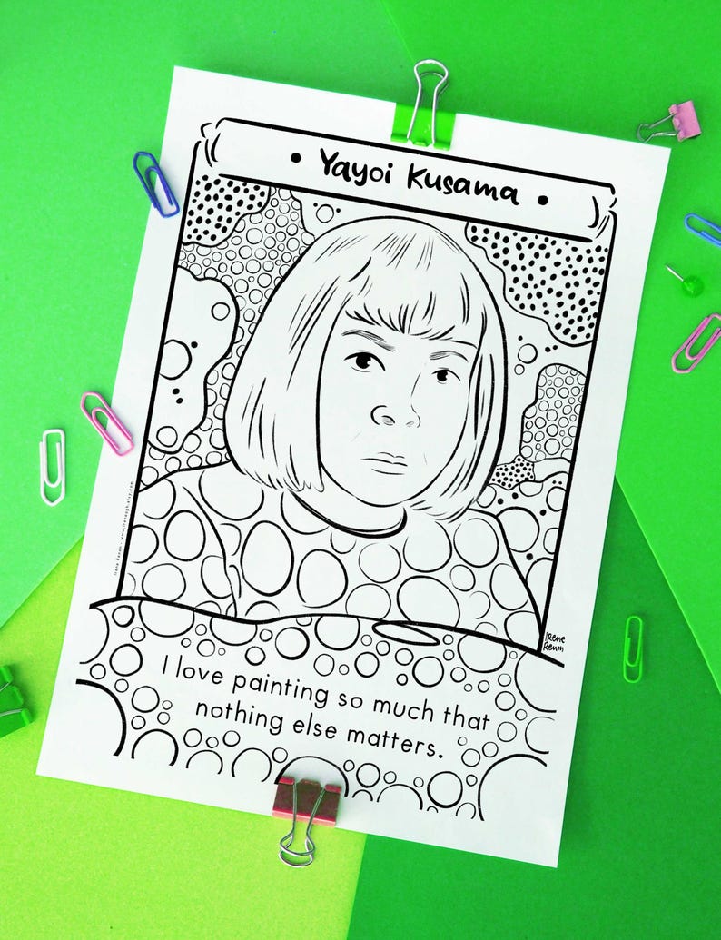 Yayoi Kusama Coloring Page Famous Artist Printable Drawing Coloring ...