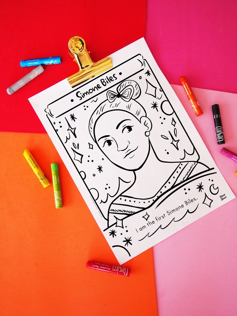 Simone Biles Coloring Page: Women's History Month Printable (digital ...