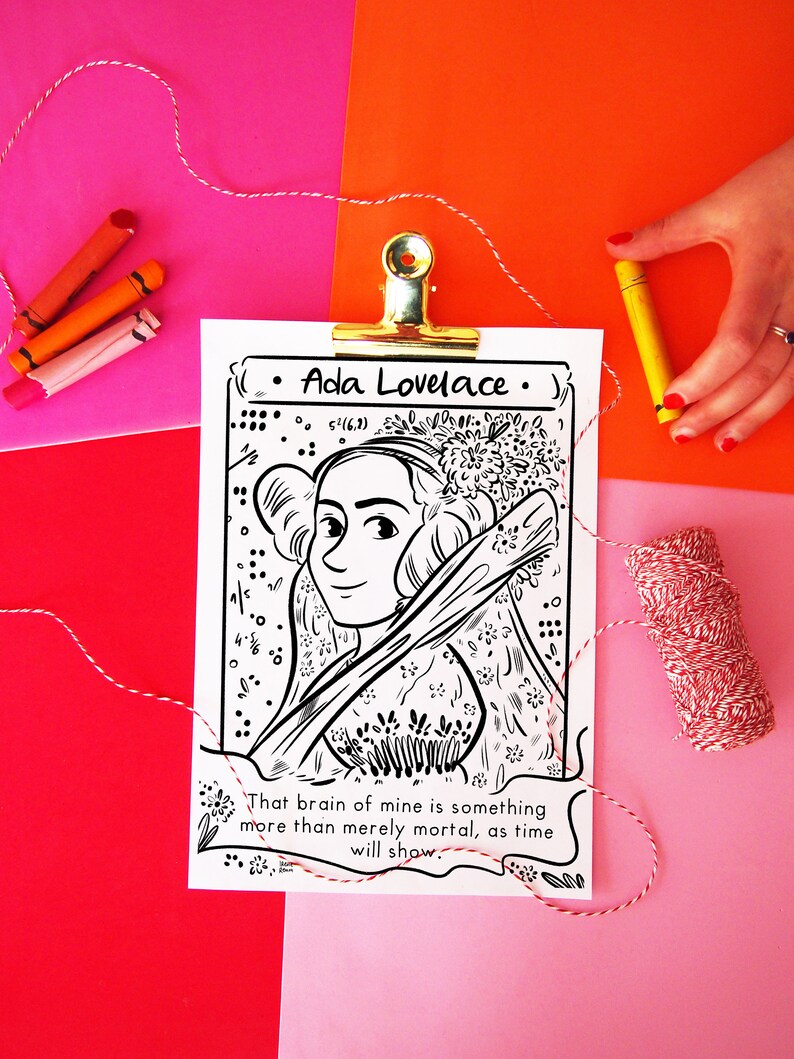 Ada Lovelace Coloring Page Female Scientist Printable - Etsy