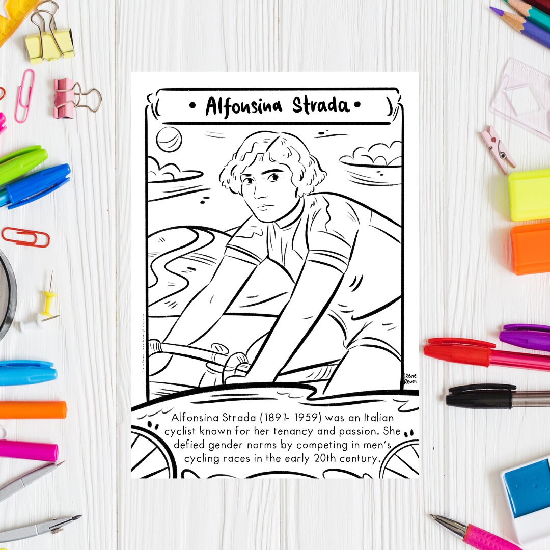 Women in Sport Coloring Page Alfonsina Strada Women History Month ...