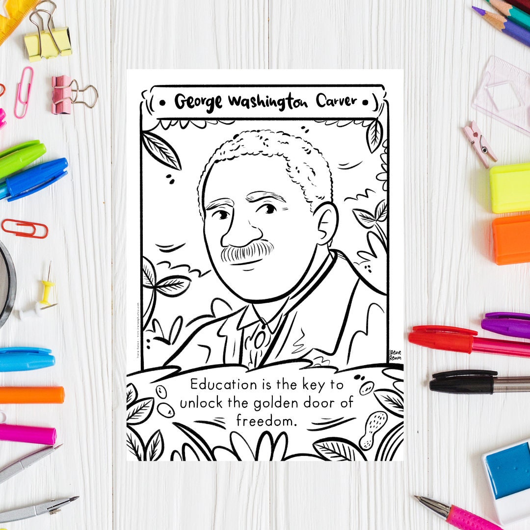 George Washington Carver Coloring Page Black Heritage Month Coloring ...