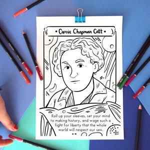 PRINTABLE COLORING PAGE Carrie Chapman Catt Downloadable | Etsy