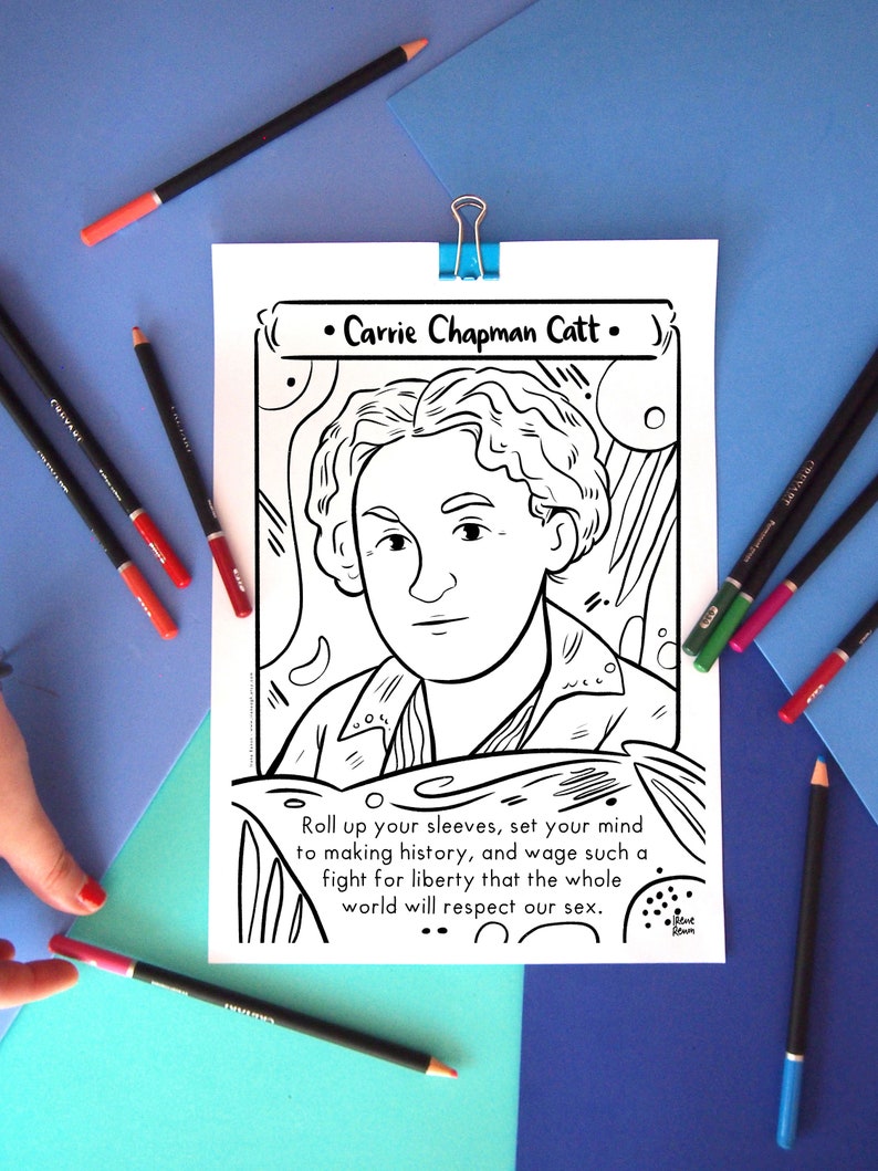 PRINTABLE COLORING PAGE Carrie Chapman Catt Downloadable | Etsy