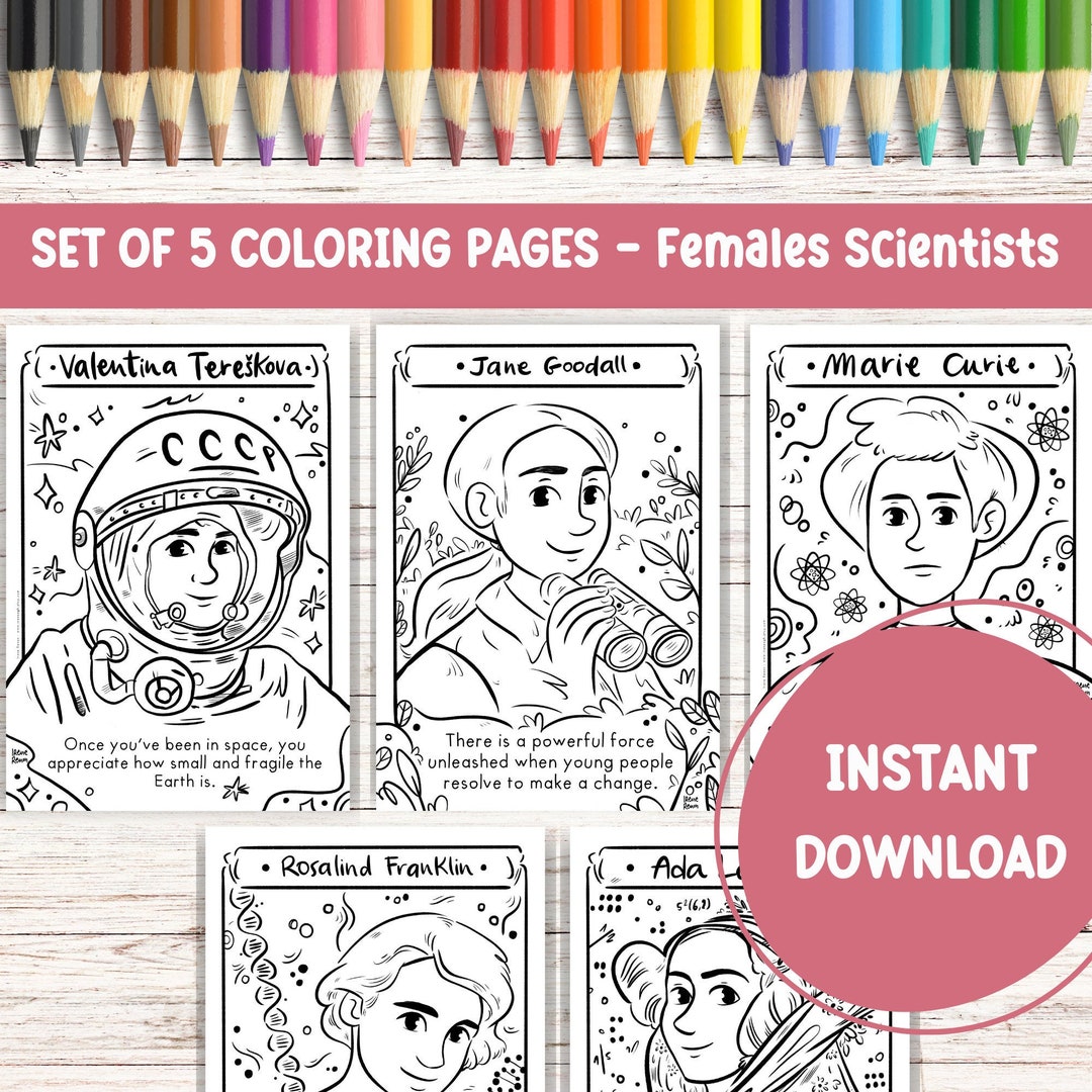 Printable Coloring Page Women in Science Kit STEM Women - Etsy