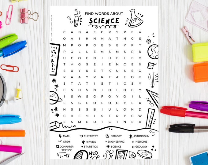 Science Word Search, Printable, Instant Download, PDF - Etsy UK