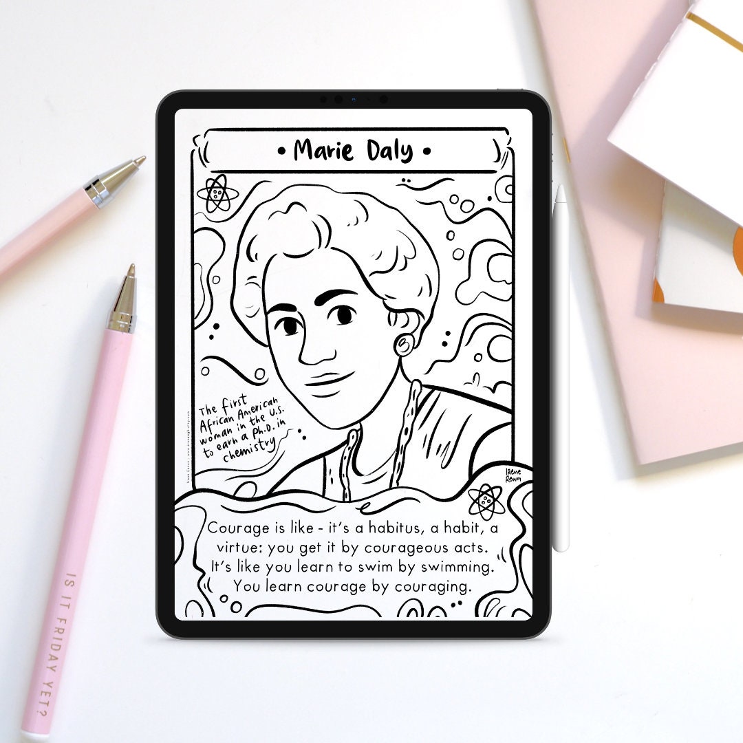 Transparent Coloring Page Famous Black Scientist Marie Daly Coloring ...