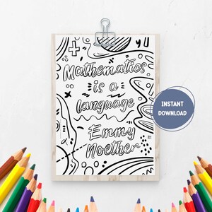 Printable Adult Coloring Page Coloring Book Women Mathematics Women in ...