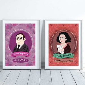Printable Postcard Science Teacher Gift Famous Scientist Wall Art James ...