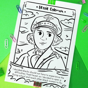 Printable Coloring Page Women History Month Amelia Earhart Bessie ...