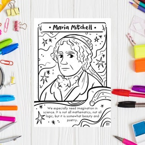 Science Coloring Page Astronomer Coloring Sheet Maria Mitchell Female ...