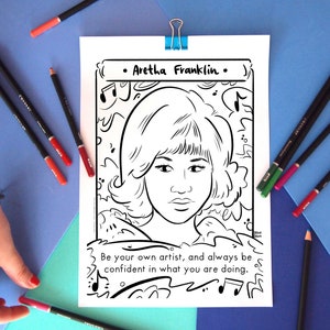 Aretha Franklin Coloring Page: Black History Month Printable (PDF) - Etsy