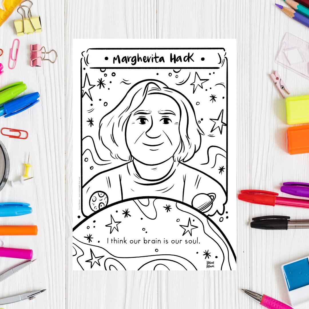 Printable Coloring Page Margherita Hack Women in STEM Women in Physics ...