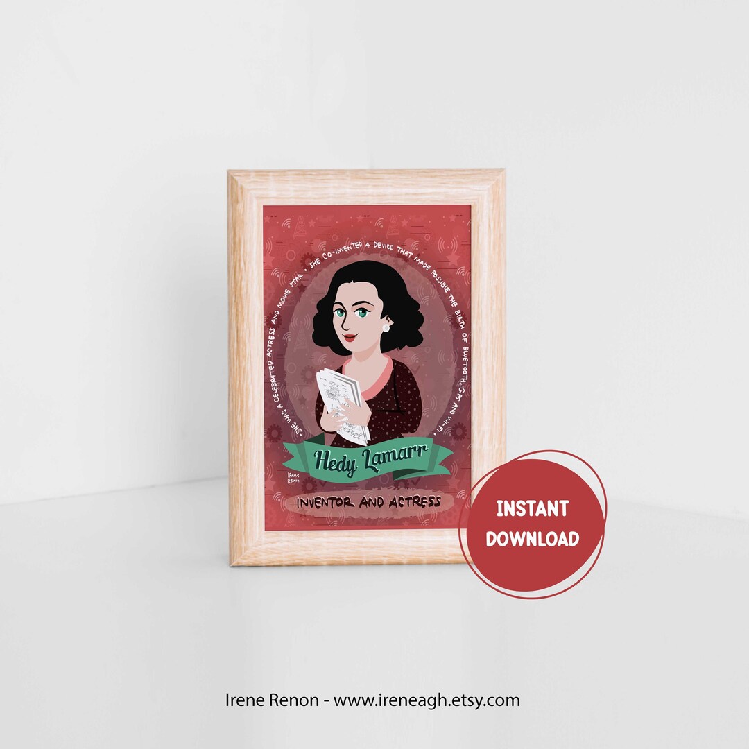 Hedy Lamarr Inventor Postcard: Women in STEM Classroom Decor (digital ...
