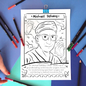 Dr. Michael Debakey Printable Coloring Page Medical Icon Coloring ...