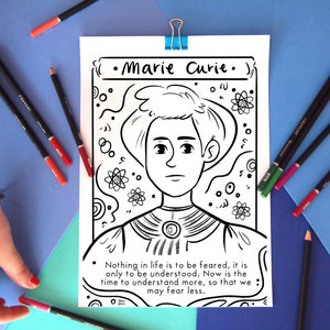 Marie Curie Coloring Page Bundle Pierre Curie Coloring Sheet Chemist ...