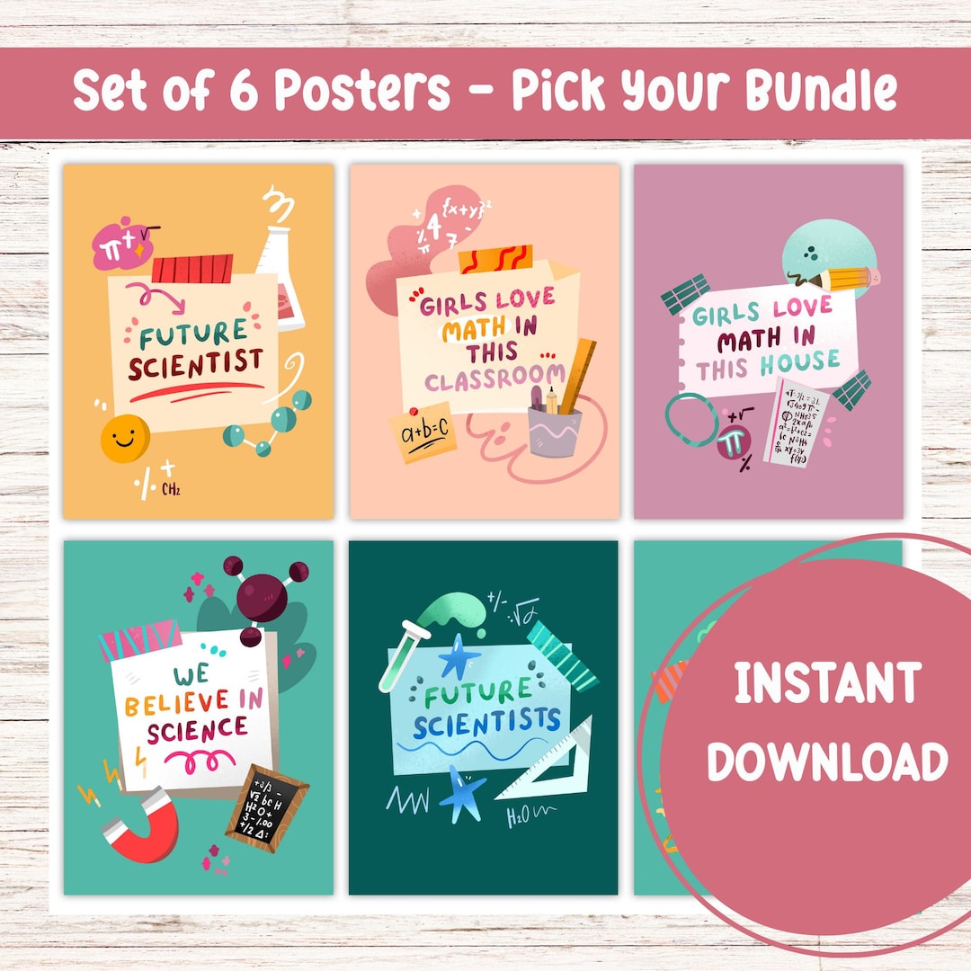 6 Custom Classroom Decor Bundle Printable Wall Art Cute Quote Science ...
