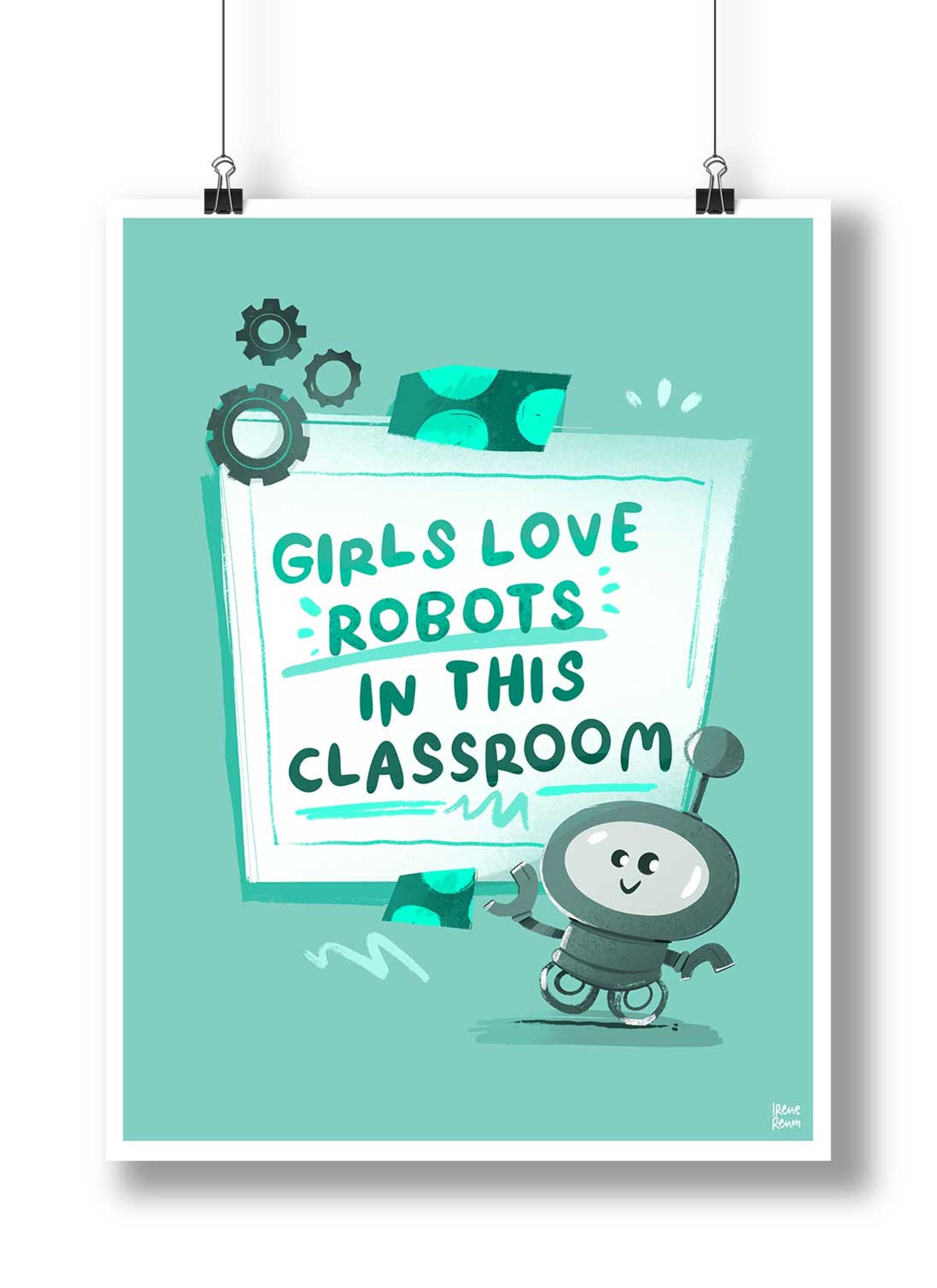 Girls Love Robots Classroom Poster: STEM Printable Art (digital ...