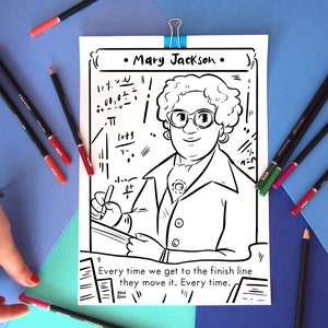 Mary Jackson Coloring Page Printable Drawing Hidden Figures Women in ...