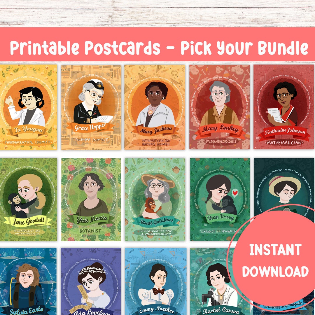 Famous Scientist Printable Postcards Science Art Stem Postcard - Etsy