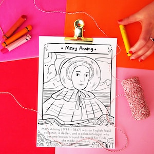 Printable Coloring Page MARY ANNING Paleontologist Women in Science ...