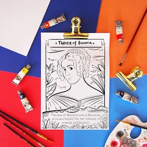 Quote Coloring Page Therese of Bavaria Printable Drawing Women in Stem ...