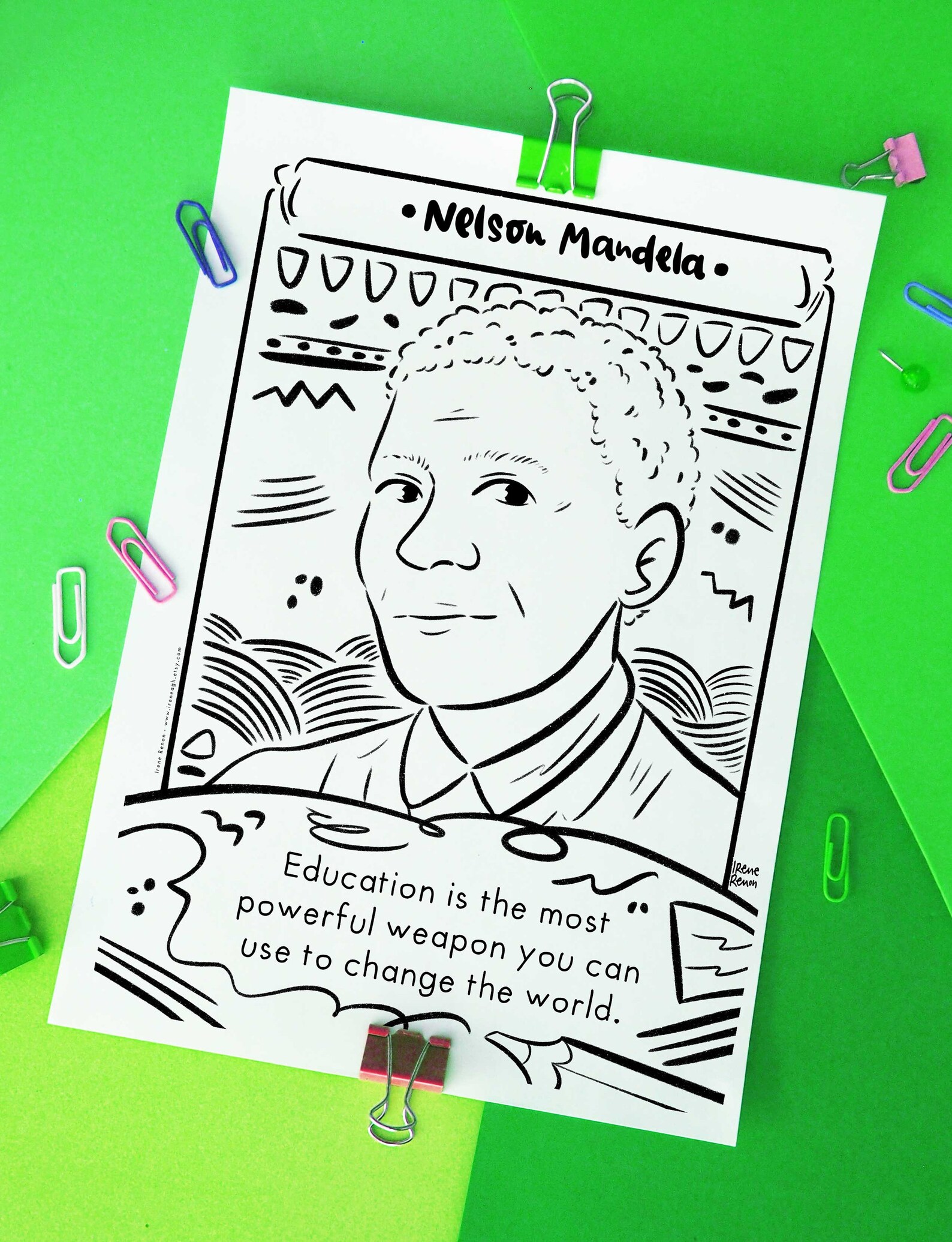 Nelson Mandela Coloring Page: Black History Month Printable (digital ...