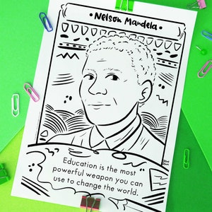 Nelson Mandela Coloring Page Black History Month Printable Drawing ...