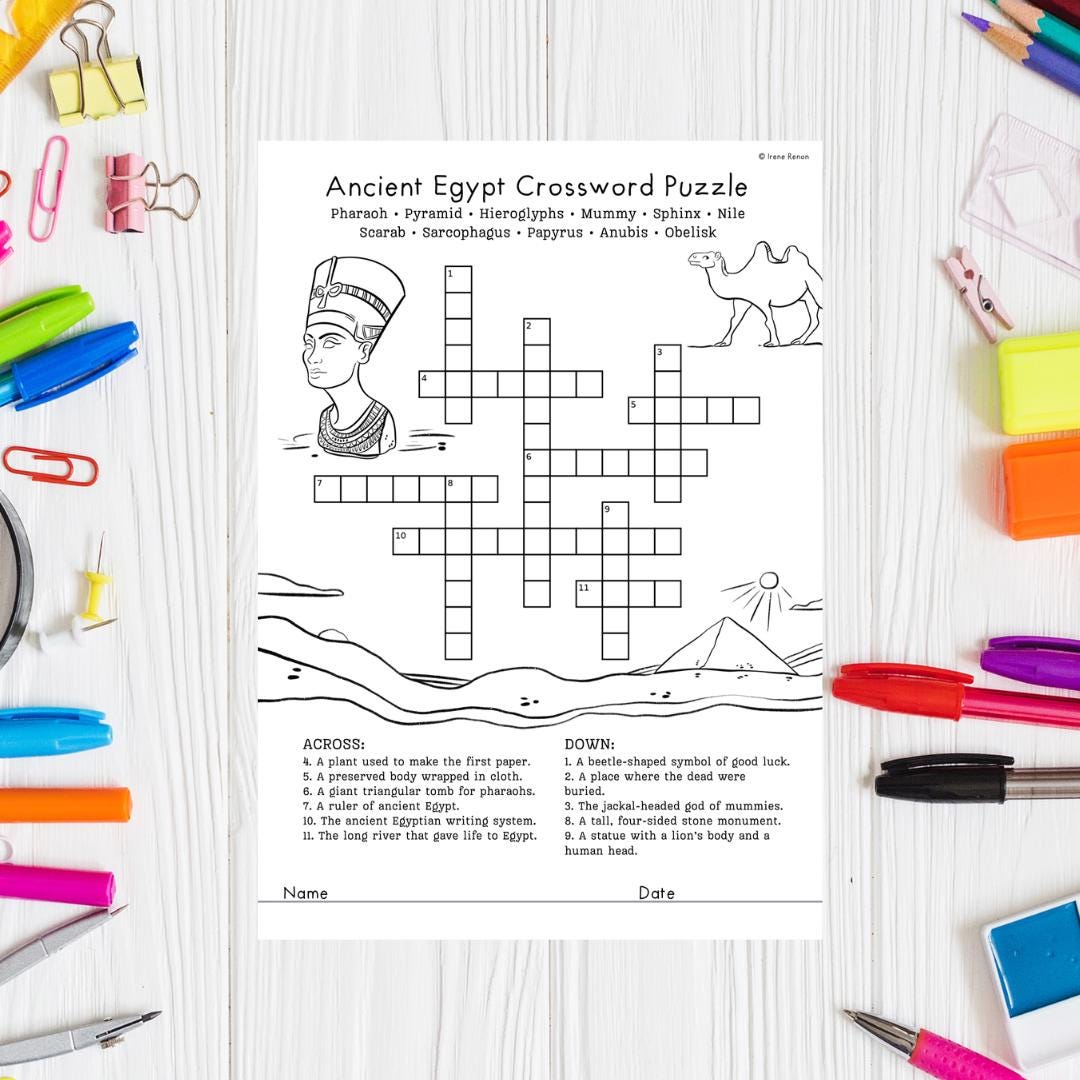 Ancient Egypt Crossword Puzzle Egypy Activity Printable Worksheet ...