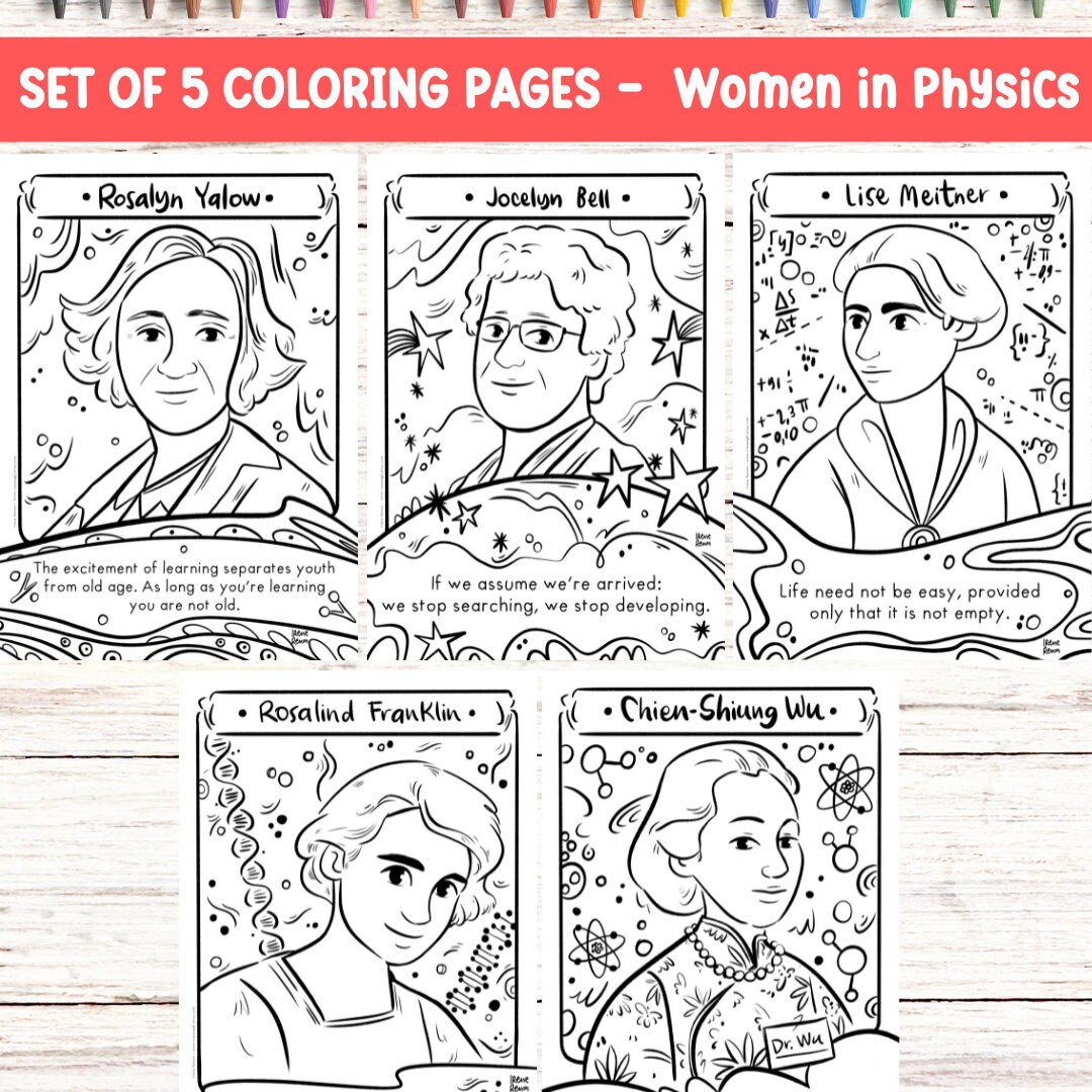 Women in Physics Science Coloring Page Female Physician Women History ...
