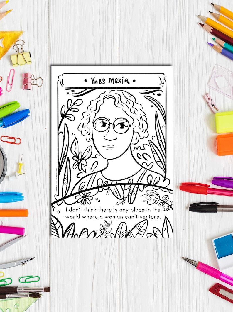 Hispanic Heritage Month Ynes Mexia Botanist Coloring Page - Etsy