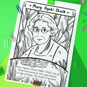 MARY AGNES CHASE Botanist Quote Coloring Page Printable Drawing Women in Stem Coloring Sheet ...