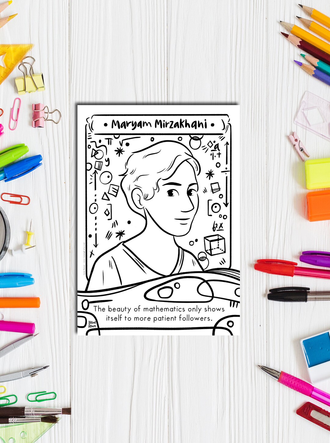 MARYAM MIRZAKHANI Downloadable Coloring Page Famous - Etsy