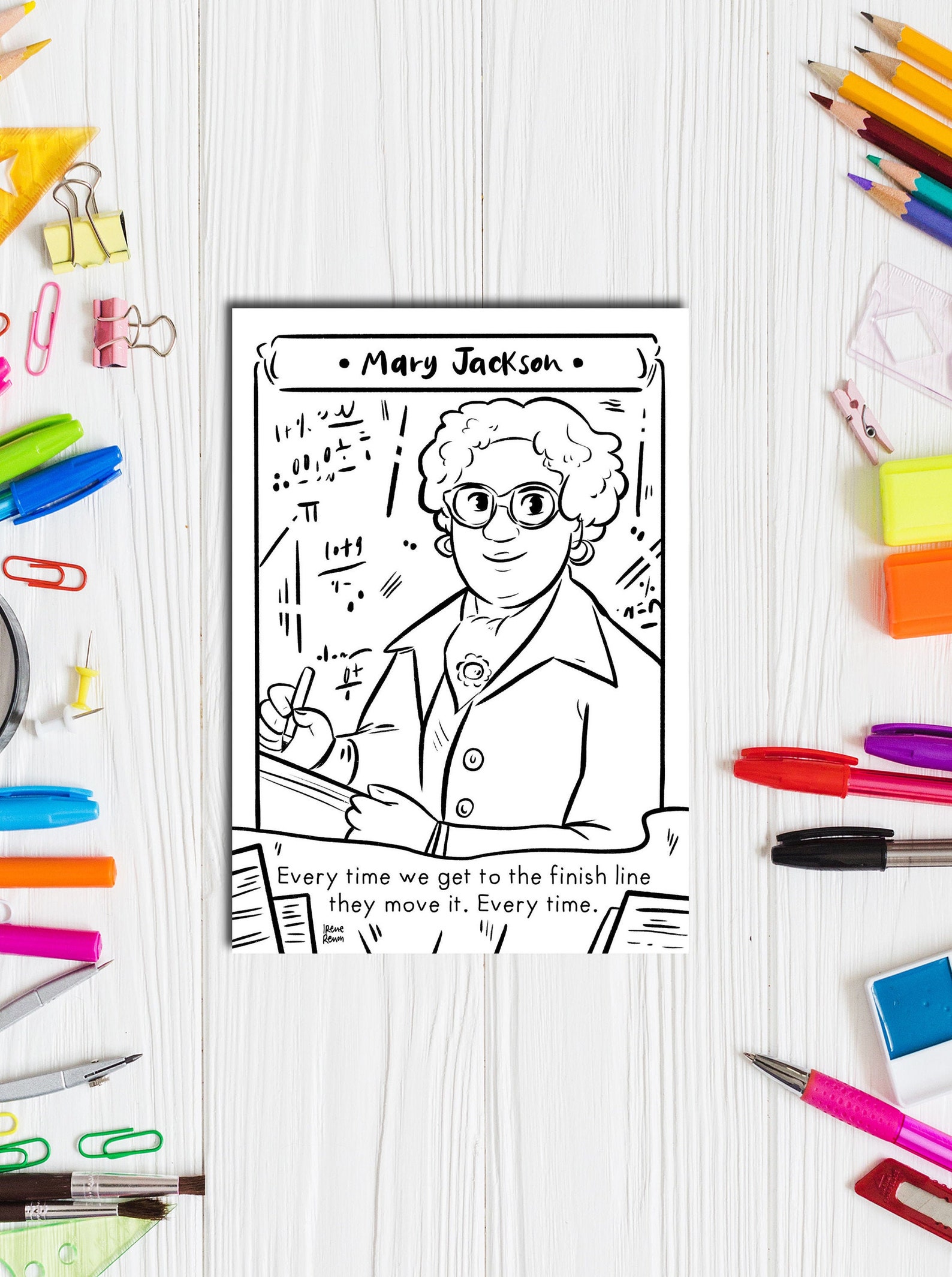 Mary Jackson Coloring Page Printable Drawing Hidden - Etsy