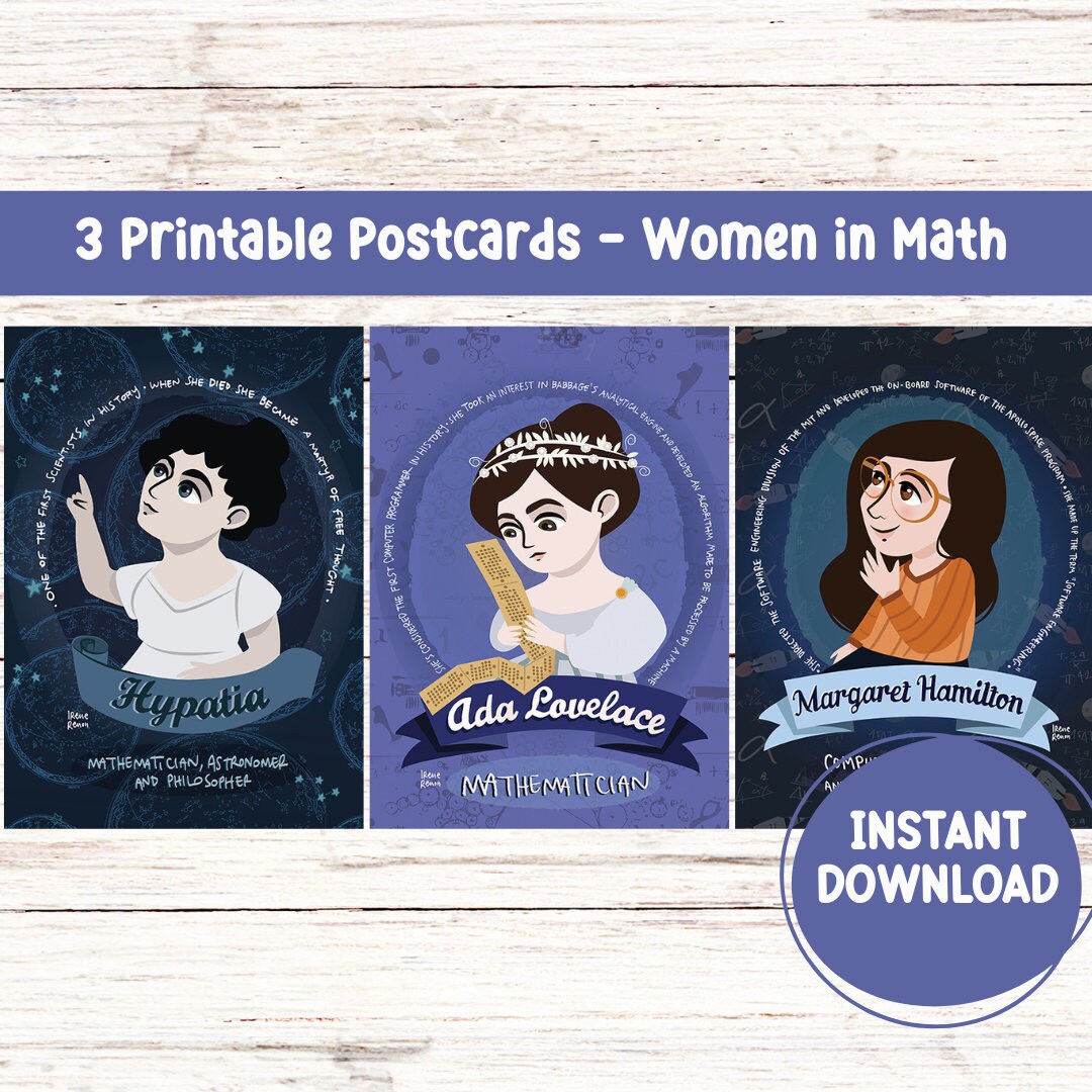 STEM Women Printable Postcards: Science & Math Art Bundle (digital ...
