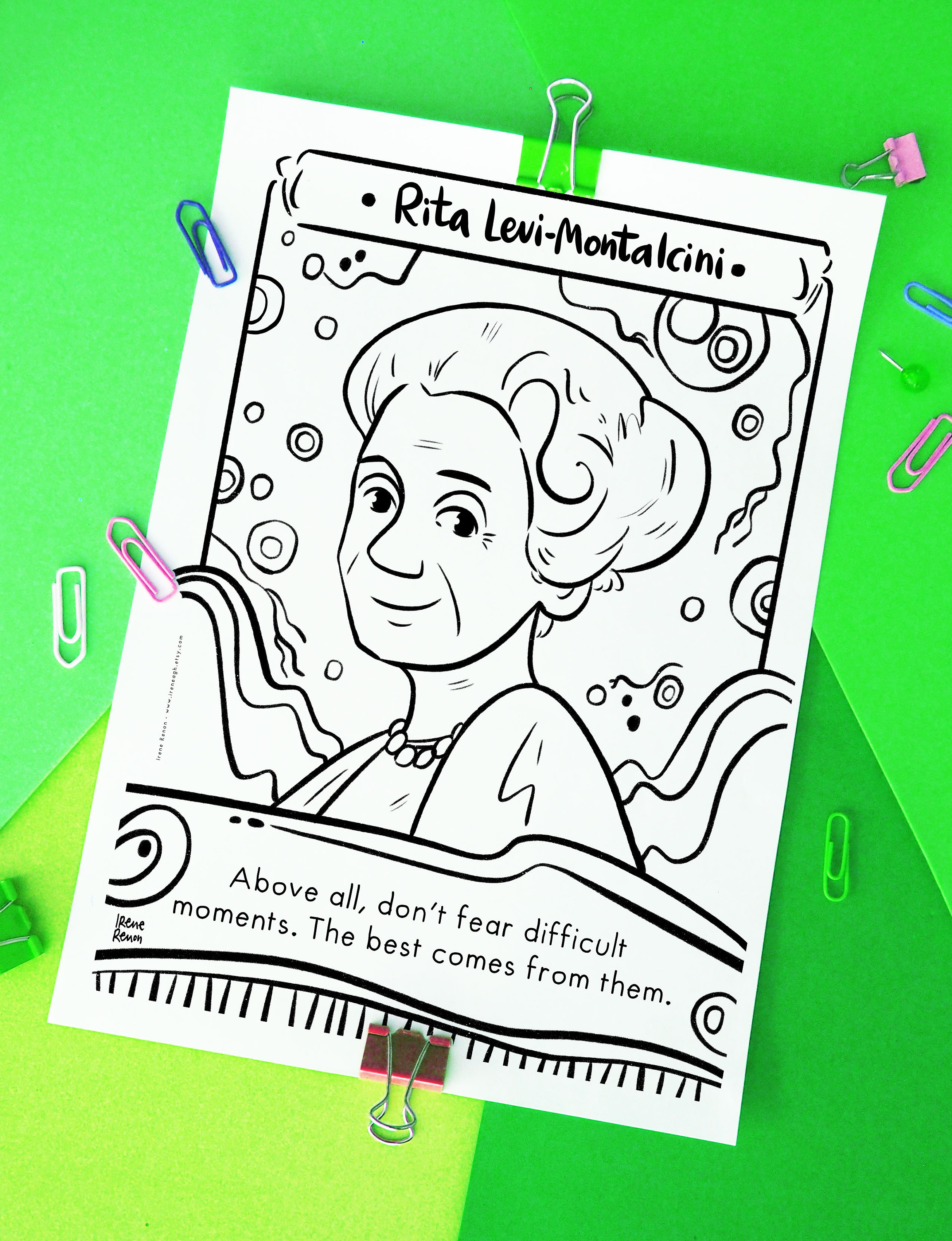 RITA LEVI MONTALCINI Coloring Page Printable Drawing Digital | Etsy