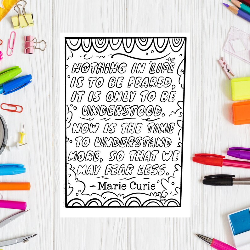 Marie Curie Quote Coloring Page: Science Printable (digital Download ...